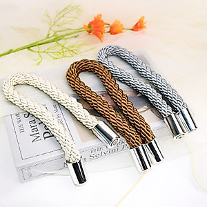 2 Pcs Magnetic Curtain Tiebacks Magnetic Curtain Holder Curtain Tie Window Treatment Holdbacks Back Magnetic Curtain tiebacks Hand Braided Cord for Home Bedroom Office Decorative Curtain（creamy-white）