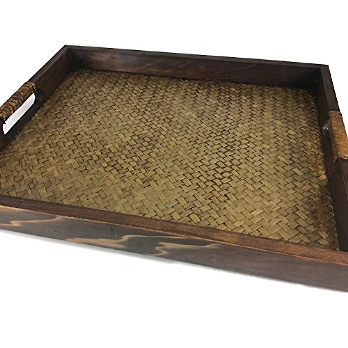 Serving Tray Wooden Handmade Bamboo Oriental Vintage Restaurant Wooden Handcraft 11.5 x 15 Inches