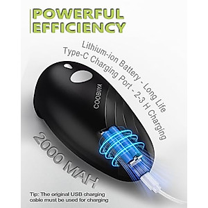 COOBIIYA Powerful Electric Can Opener, Rechargeable Can Opener Cordless for Seniors for Kitchen- Automatic Stop One Touch Can Electric Opener with Smooth Edge (Black)