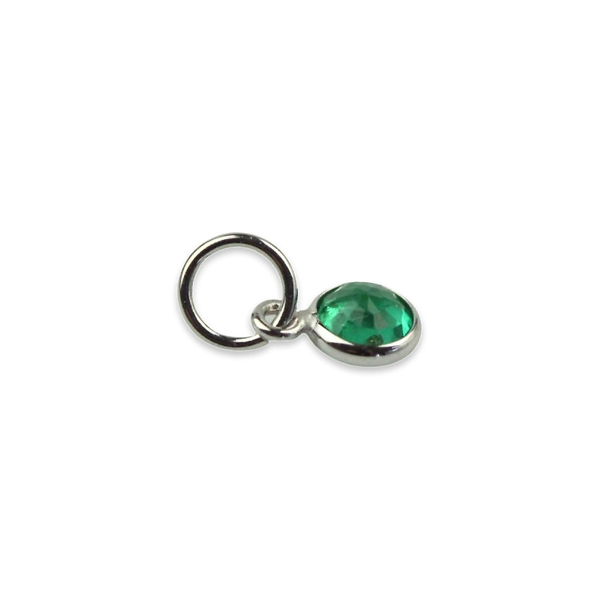 Natural Emerald Charm 3.81mm Round Handmade In 14k White Gold