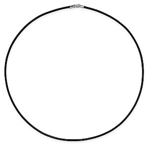 14k White Gold 2mm 16 Inch Black Leather Cord Chain Necklace Pendant Charm Fine Jewelry For Women Gifts For Her