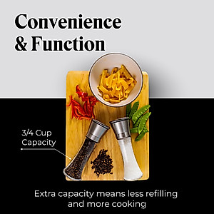 Willow & Everett Salt and Pepper Grinder Set - Stainless Steel Refillable Salt & Peppercorn Shakers