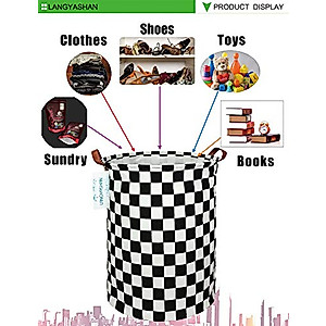 LANGYASHAN Laundry Basket Canvas Fabric Collapsible Organizer Basket for Storage Bin Toy Bins Gift Baskets Bedroom Clothes Children Nursery Hamper (Racing Flag)