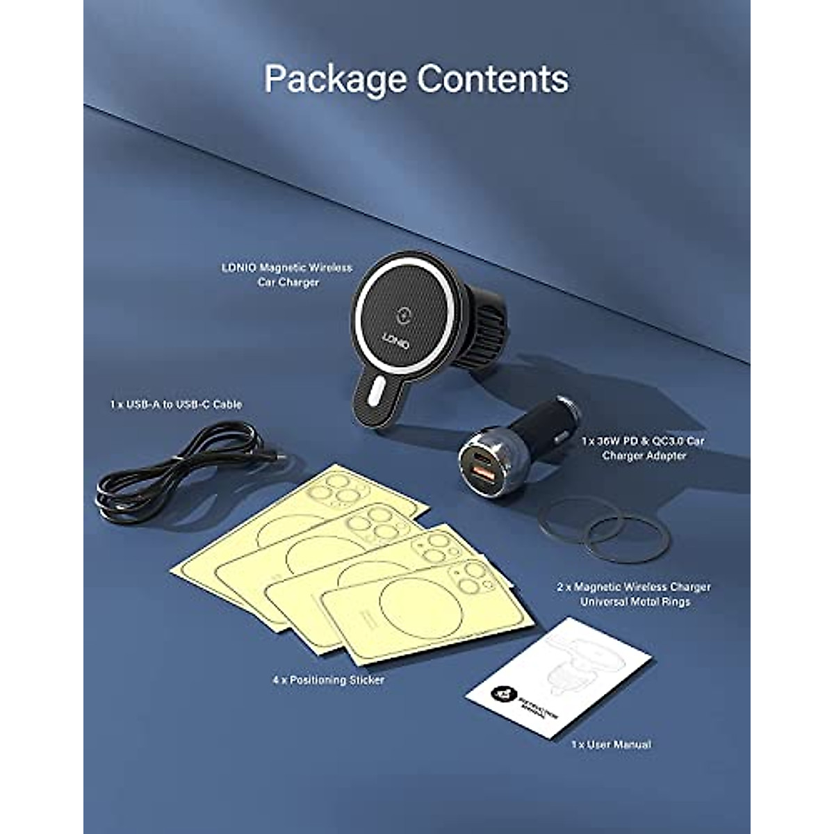 Compatible for MagSafe Car Charger, LDNIO Strong Magnet Magnetic Wireless Car Charger, Hands Free Car Phone Holder [with PD3.0 Adapter] Fit for iPhone 14 13 12 Series and Mag-Safe Case