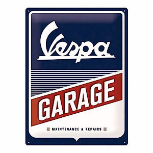 Nostalgic-Art Retro Tin Sign, Vespa – Garage – Gift idea for scooter fans, Metal Plaque, Vintage design for wall decoration, 5.9" x 7.9"