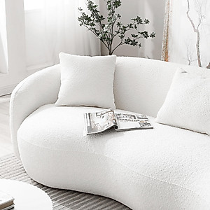 LyuHome Curved Sofa Couch, 93.6" 4-Seater Modern Boucle Sectional Sofa Couch, Comfy Cloud Upholstered 4 Seat Leisure Cushion Sofa with Pillows for Living Room, Bedroom, Office, Apartment,White