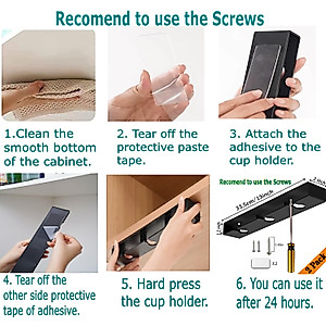 Aydomer 2Pack Wine Glass Holder Under Shelf Cabinet Wine Glass Rack Plastic Stemware Rack Glasses Storage Hanger Bar Kitchen Wine Glasses Organizer (black)