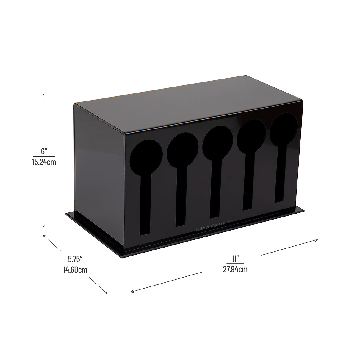 Mind Reader Utensil Dispenser, Silverware Organizer, Plastic Fork and Spoon Dispenser, Kitchen, 11" L x 5.75" W x 6" H, Black