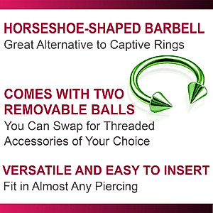 bodyjewellery 2pcs 16g Circular Barbells Green Titanium Ear Snake Septum Lip Nose Cartilage Helix Tragus Eyebrow Bite Ring B2NCR