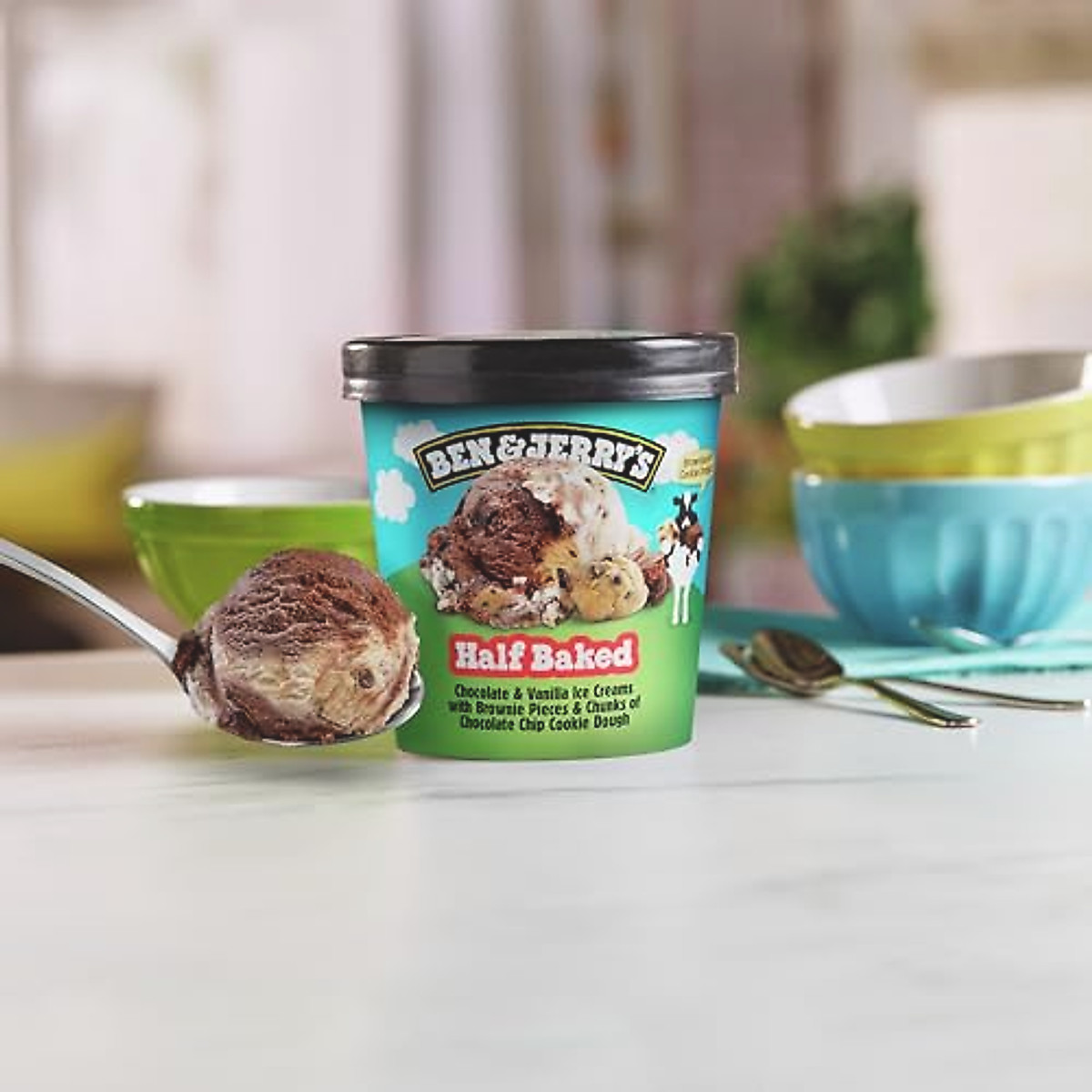 Ben & Jerry's Half Baked Chocolate & Vanilla Ice Cream Pint Non-GMO 16 oz