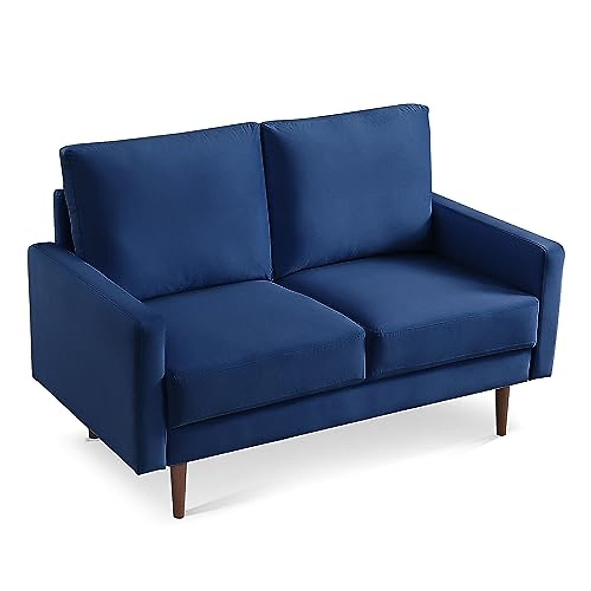 American Furniture Classics Blue 57 Inch Wide Upholstered Two Cushion Loveseat with Square Arms Velvet, 57" x 32" x 37"