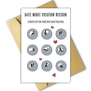 Naughty Date Night Scratch Off Card, Funny Valentines Day Card for Him, Cheeky Anniversary Card for Husband, Date Night Position Mission Card