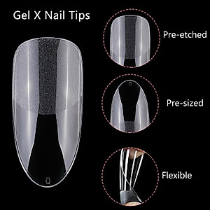 LoveOurHome 600pc Gel Nail Tips Clear Oval Almond Fake Nails Full Cover Artificial False Fingernails for Gel Manicure Extension/Acrylic Nail Design Press on Nail Making