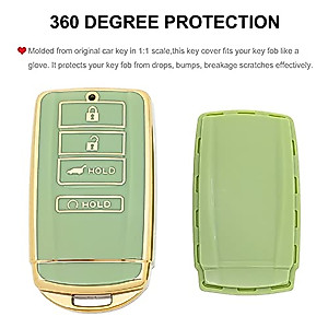 Key Fob Cover for Acura with Keychain Soft TPU Car Key Shell Case Protector Compatible with Acura ILX MDX RLX TLX NSX RDX (Green)