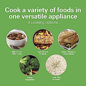 Hamilton Beach 9-in-1 Digital Programmable Slow Cooker with 6 quart Nonstick Crock, Sear, Saute, Steam, Rice Functions, Stainless Steel (33065)