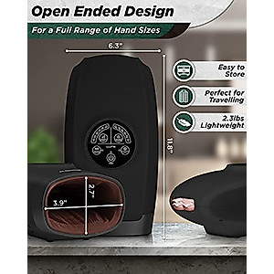 Lunix LX3 Cordless Electric Hand Massager with Compression, 6 Levels Pressure Point Therapy Massager for Arthritis, Pain Relief, Carpal Tunnel and Finger Numbness, Shiatsu Massage Machine with Heat