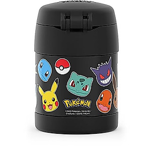 THERMOS FUNTAINER 10 Ounce Stainless Steel Vacuum Insulated Kids Food Jar with Spoon, Pokemon