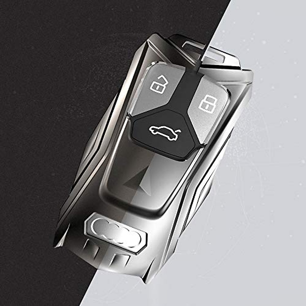 K LAKEY Car Key Fob Cover,Compatible with Audi Remote Key A4 RS4 A5 F5 S5 RS5 A6 A7 C8 A8 Q5 FY Q7 4M TT TTS TTRS R8 Smart Keyless Entre Key Fob,Armor Key Fob Case Protector Jacket with Buckle Black