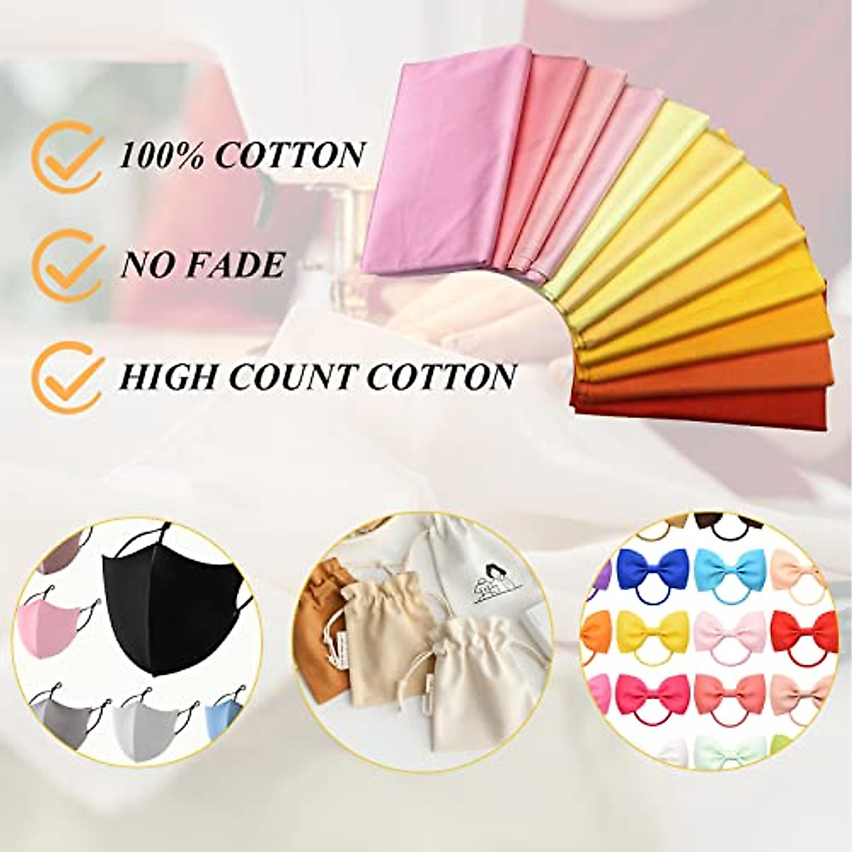 UPSYTIO 50 Pieces 9.8"x 9.8" Cotton 100% Fabric Bundles Squares Sewing Supplies for Quilting Patchwork, DIY Craft, Scrapbooking Cloth