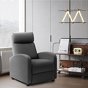 JUMMICO Recliner Chair Adjustable Home Theater Single Recliner Sofa Furniture with Thick Seat Cushion and Backrest Modern Living Room Recliners (Fabric, Black)