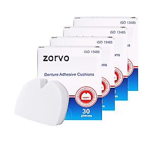 zorvo Secure Denture Adhesive Seals Uppers adn Lower, Zinc Free Denture Adhesive Coushion, All Day Hold Denture Adhesive Pads 120pcs (Upper)