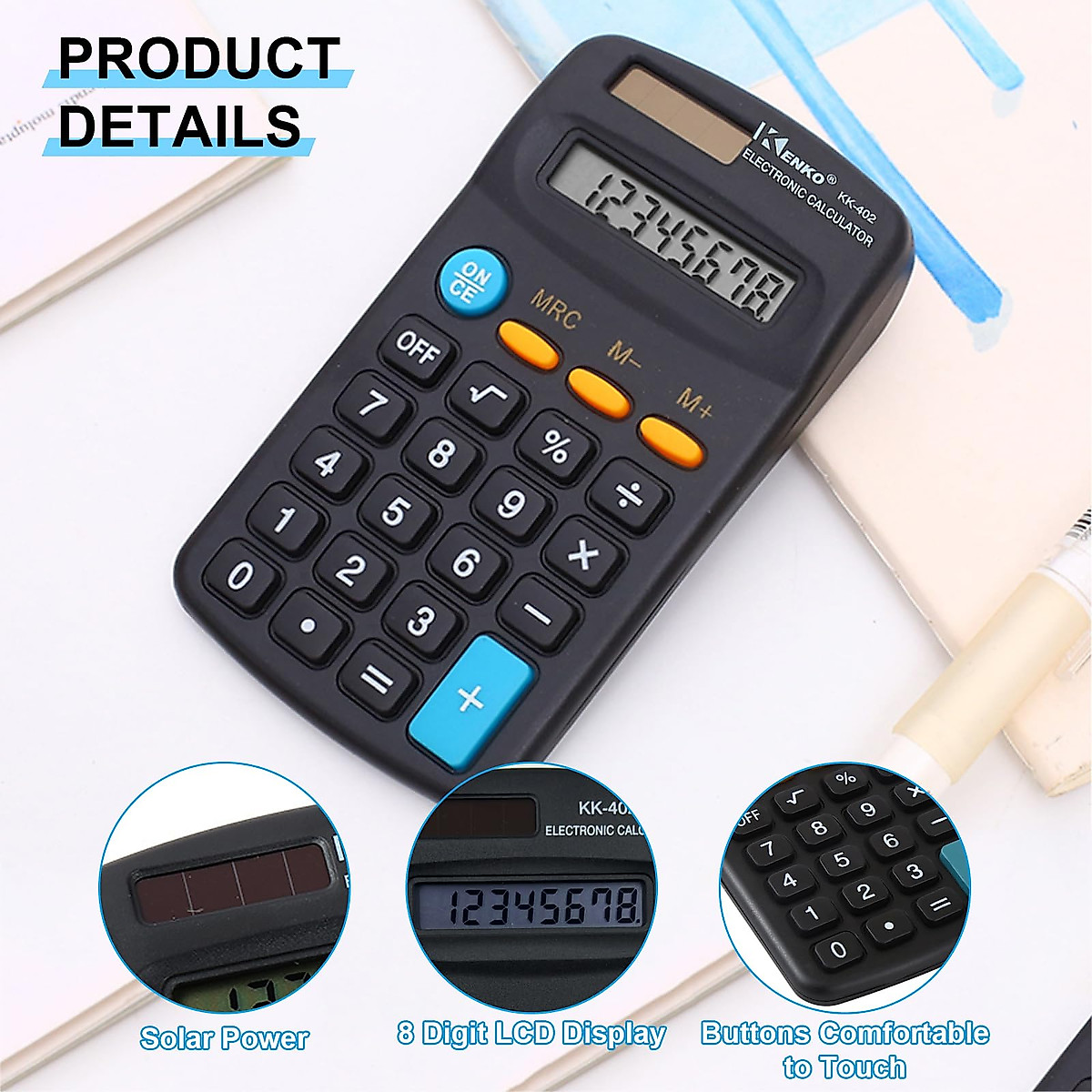 30 Pieces Pocket Size Mini Calculator Merkaunis Small Pocket Calculator Bulk Black Solar Battery Dual Powered Calculator Handheld Basic Calculators Mini Size for School Desktop Home Kids Office