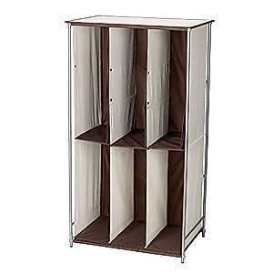 Household Essentials Transformer Boot Storage Rack, Adjustable Cubbies, Soft Poly-Cotton Fabric, Sturdy Steel Frame, Versatile and Stylish, Perfect for Short, Mid and Tall Boots, Natural and Brown