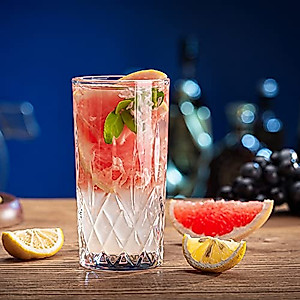 Claplante Crystal Highball Glasses, Set of 8 Glass Drinking Glasses, 11 oz Durable Drinkware Cups for Cocktails, Water, Juice, Beer, Wine-Special Edition Glassware Set, Dishware, Dishwasher Safe