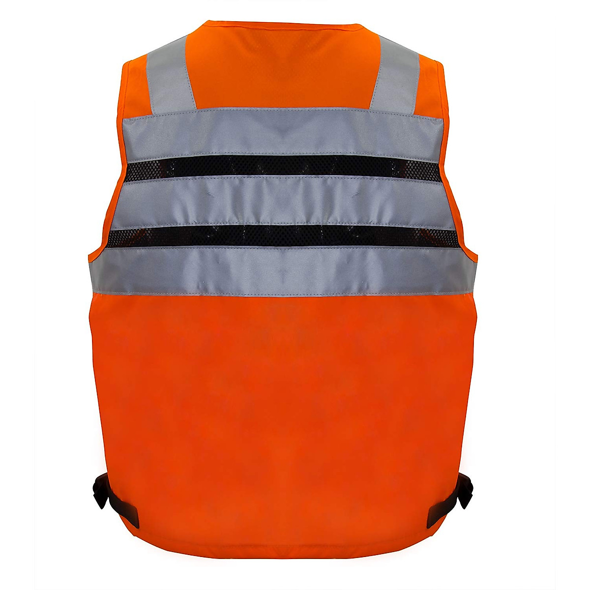 ZUJA 3M Reflective stripes Safety Vest Hi-vis Orange knitted Vest with 10 pockets Bright Construction Workwear for men and women. (Extra Large)