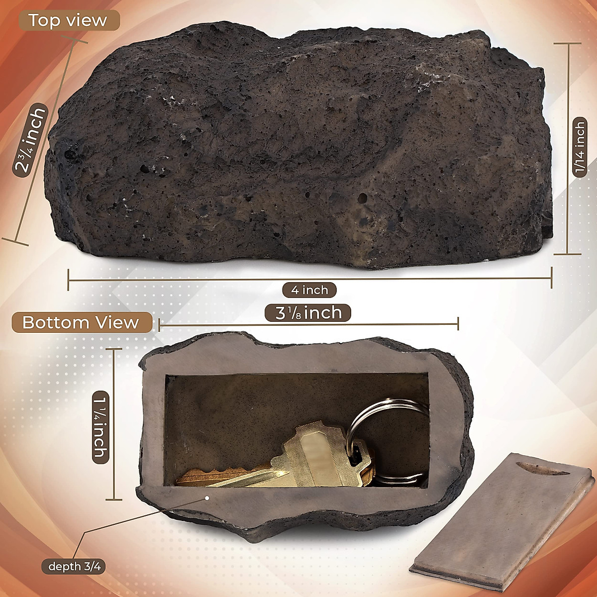 RamPro Hide-a-Spare-Key Fake Rock - Looks & Feels like Real Stone - Safe for Outdoor Garden or Yard, Geocaching (1)