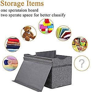 VICTOR'S Kids Toy Box Chest - Extra Large Lightweight Collapsible Toy Storage Organizer Boxes Bins Baskets for Kids, Boys, Girls, Nursery Room, Playroom, Closet (Dark Grey)