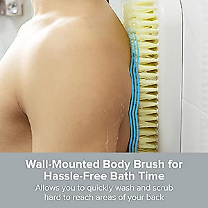Wall Mounted Back Scrubber for Shower - Large Exfoliating Brush for Shower - Bathing Scrub Brush - Hands-Free Back Brush & Body Scrubber - Shower Accessories - 7.9x11.9in in-Shower Scrubber for Body