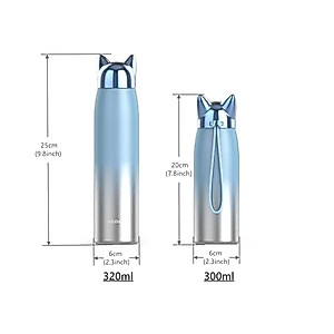 11.2oz/17oz Cat Tumbler Cute Cat Thermos Mug with Pourable Stopper Leak-proof Stainless Steel Double Wall Vacuum Insulated Flask for Kid Women Cat Lovers Gift (Pink Gold(10.5oz))