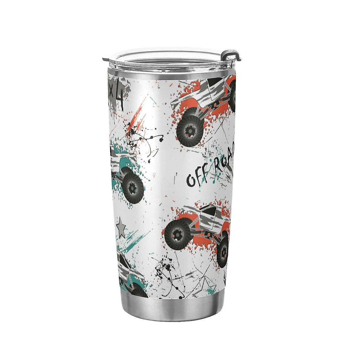 Yasala Tumbler Monster Truck Grunge Blue Red Insulated Coffee Cup Driver Beverage Container Office Travel Mug with Straw and Lid 20oz Back to School Holiday Gift