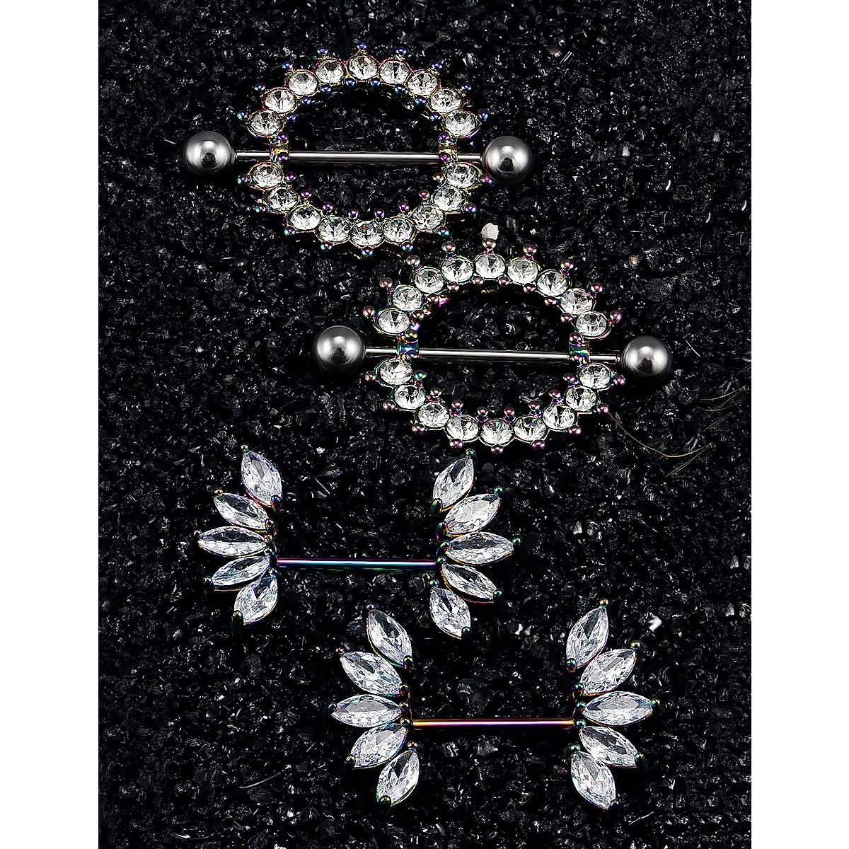 Cisyozi 14G Nipple Piercing Jewelry Nipple Rings for Women Purple Stainless Surgical Steel Nipple Shield Nipplerings Ring Barbell Bar Body Piercing Jewelry for Women 14mm