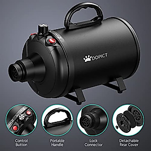 Pet Dryer, 5.2HP/3800W Pet Grooming Dryer with Adjustable Speed and Temperature Control Dog Blow Dryer, Pet Hair Dryer with 3 Nozzle