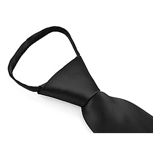 Moda Di Raza - Black Tie Long Ties for Men Ties For Men Zipper Ties Men's/Boy's Black Ties 17 IN