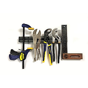 Wood Technology 14 Inch Magnetic Tool & Knife Bar, Mounted Knife Strip and Multipurpose Utensil Holder, Organizer for Kitchen, Garage, or Workshop, Dark Grey (3 Pack)