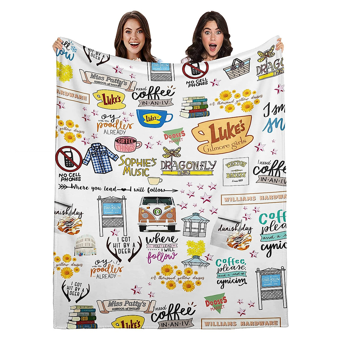 Blanket Flannel Soft Warm Throw Blankets Girls Inspired Gifts for Mom Home Decor for All Seasons White-50 * 60"