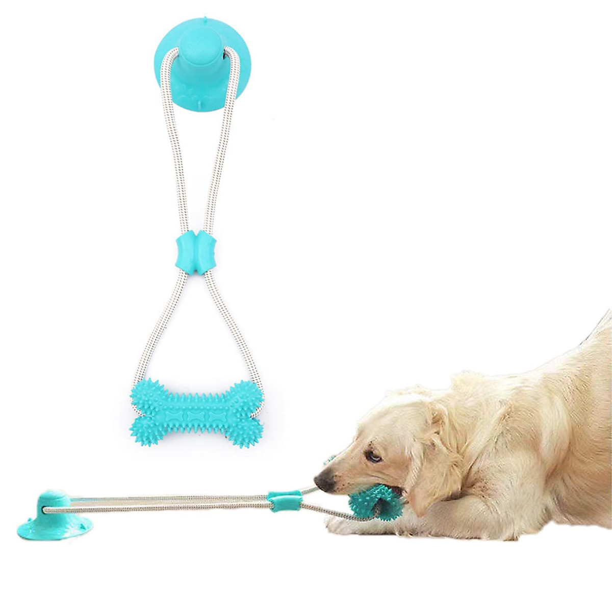 Dog Chew Suction Cup Tug of War Toy, Interactive Dog Toy, Puppy Teething Chew Toys, Dog Chew Toy, Boredom Chews Bone (Blue Upgrade)
