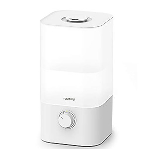 raydrop Cool Mist Humidifier Diffuser, 2.5L Essential Oil Diffuser, Top Fill Humidifier for Bedroom, Home and Office, Baby Humidifier with Adjustable Mist Output, Dial Knob, Auto Shut Off (White)