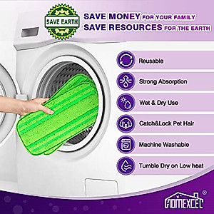 HOMEXCEL Microfiber Mop Pads Compatible with Swiffer Wet Jet,Reusable Machine Washable Swiffer WetJet Mop Pad Refills,Mop Head Replacements for Multi Surface Wet & Dry Cleaning,Pack of 2