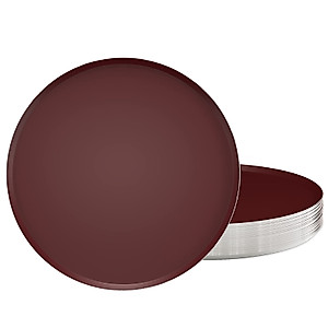 DYLIVeS 50 Count 9 inch Burgundy Paper Plates, Maroon Disposable Party Dessert Plates Flat Plates Round Food Serving Trays Platter, Birthday Party Supplies for Appetizers, Cake, Graduation, Holiday