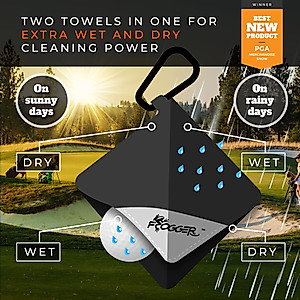 Frogger Amphibian Golf Ball Towel with Dry and Wet Technology | Small Golf Ball Towels For Golf Bags For Men and Women with D Clip | Best Golf Ball Accessories