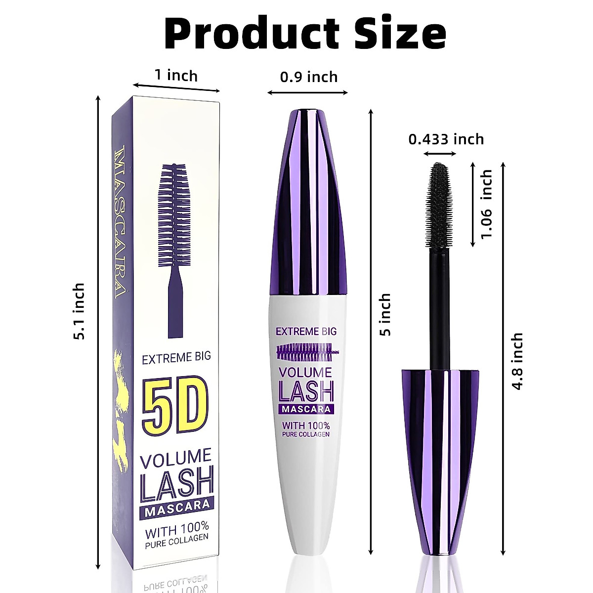 5D Purple Mascara Volume and Length -1Pcs Waterproof Smudge-Proof Color Mascara for Eyelashes, Volumizing Curling Defining Eye Lashes, Longwear Fiber Colored Mascara for Women Girl Eye Makeup