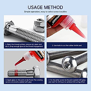 Guoelephant 15ML Red Threadlocker Universal Metal Glue High Strength Anaerobic Curing Sealant Heavy Duty Screw Glue Repair.
