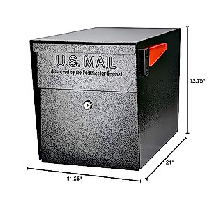 Mail Boss 7106 Curbside Steel Post Mount Security Locking Mailbox, Black, Extra Large, 21 in. D x 11.125 in. W x 13.75 in. H