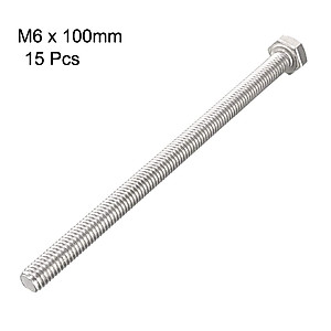 uxcell M6x100mm Hex Bolts 304 Stainless Steel Hexagon Screw Bolt 15pcs