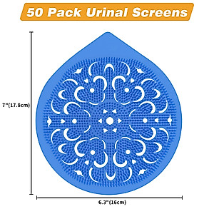 Urinal Screens Deodorizer 50 Pack, Urinal Screen Anti-splash Anti-clogging, for Public Restrooms, Bathrooms, Restaurants, Offices, Schools, 25 Pack Blue & 25 Pack Orange
