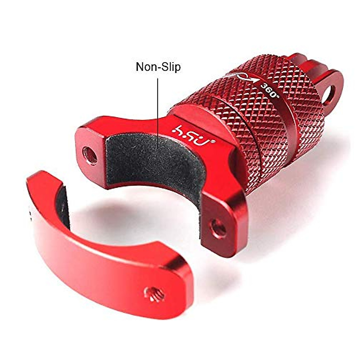 HSU Bike Handlebar Mount for Gopro Hero 12/11/10/9/8/7/6/5/4 AKASO Campark Osmo Action 3/4 and Other Action Cameras, 360 Degrees Rotary Motorcycle Mount (Red)